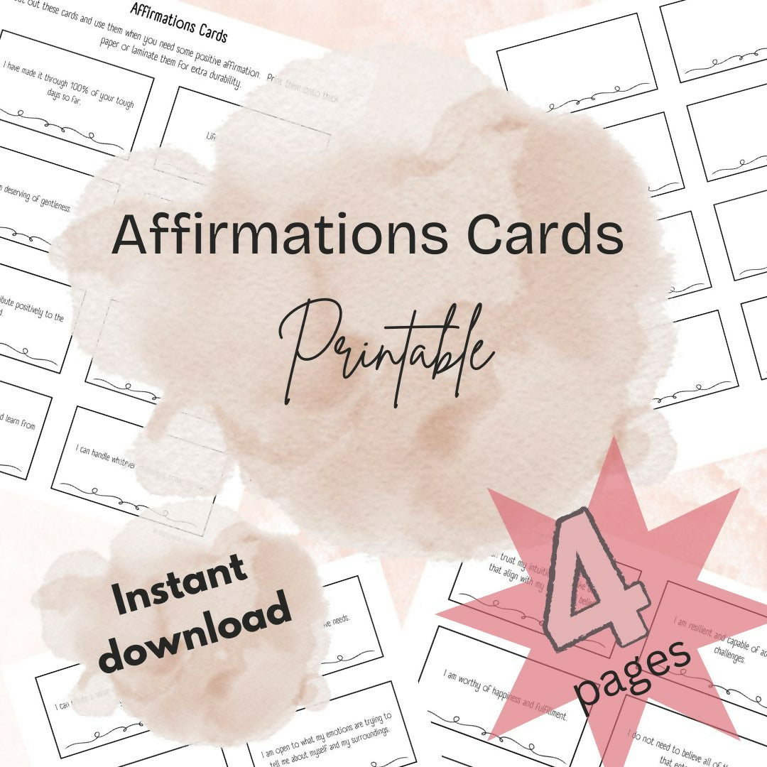 Affirmation Cards Therapy Activity Instant Download