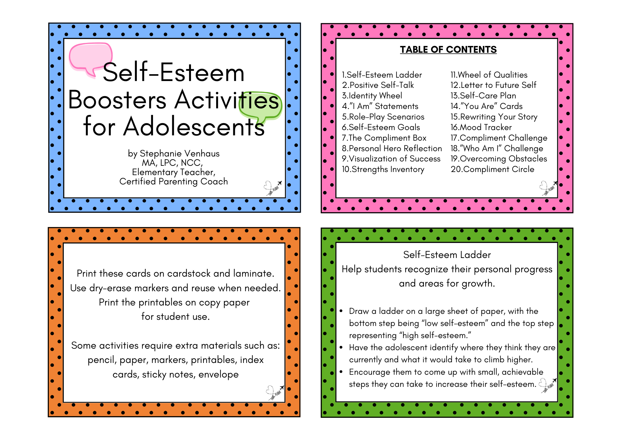Self-Esteem Boosters for Teens | Print & Go Cards