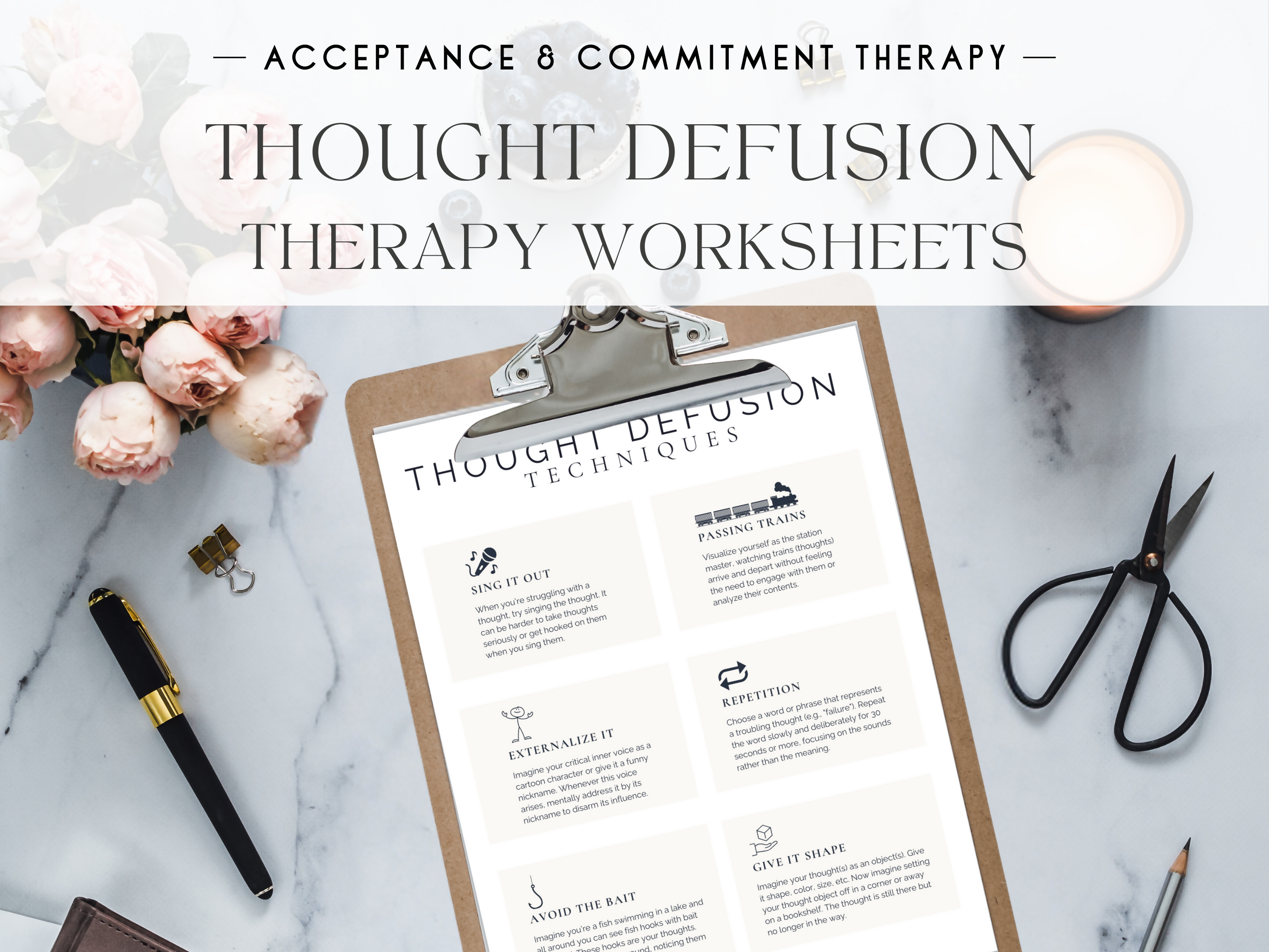 Acceptance And Commitment Therapy Worksheets ACT Diagram Bundle: