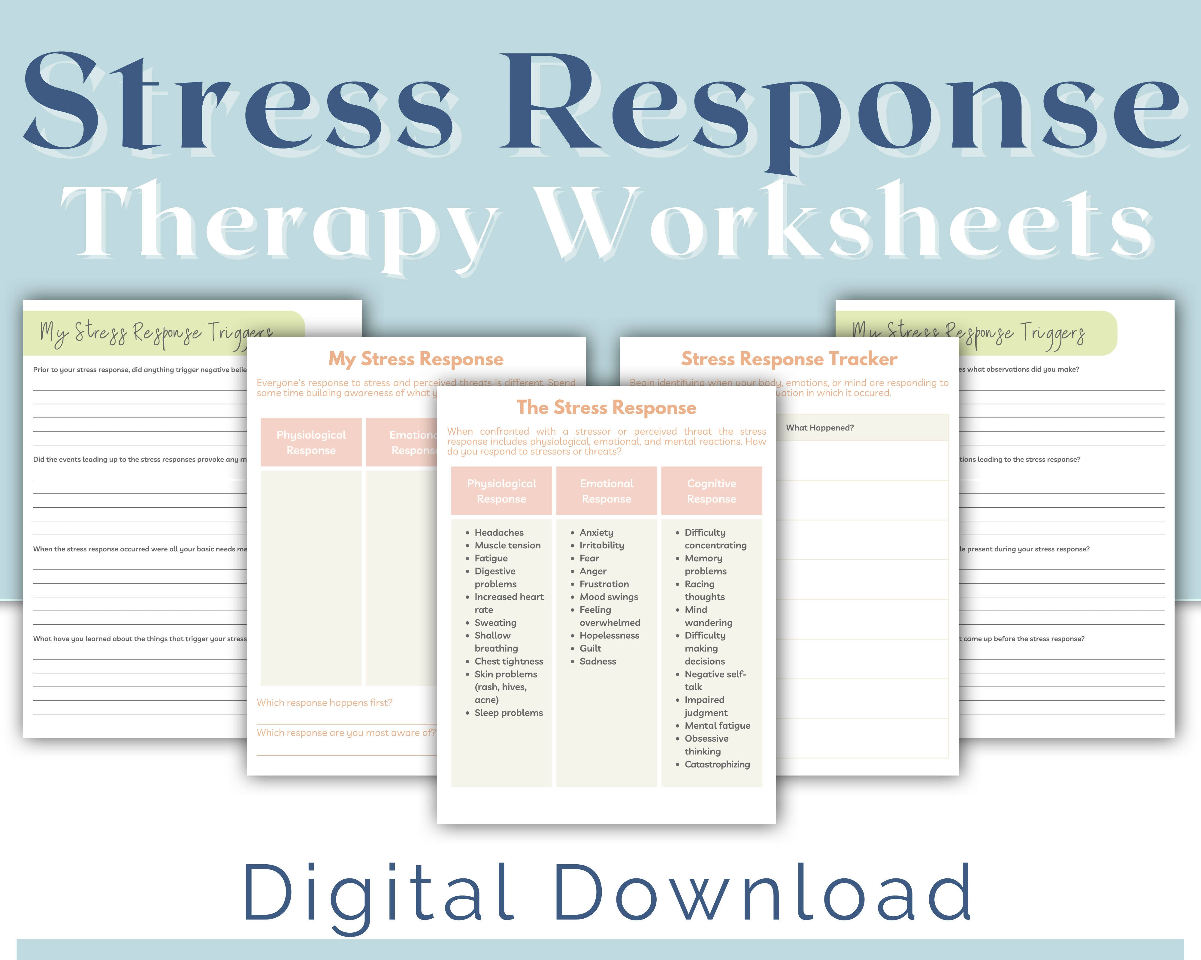 Stress Response Worksheets | Counseling Resources