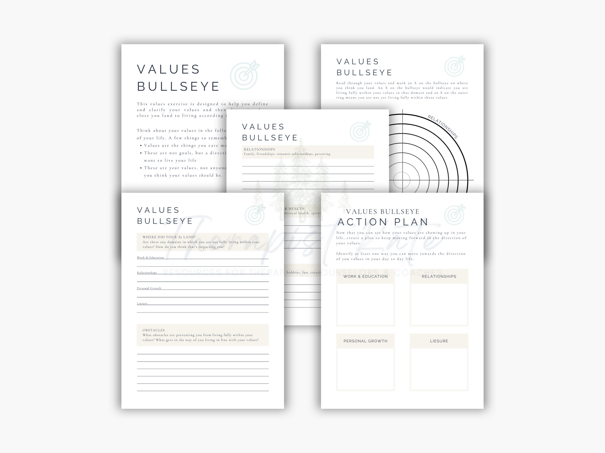 Values Bullseye Worksheet Set