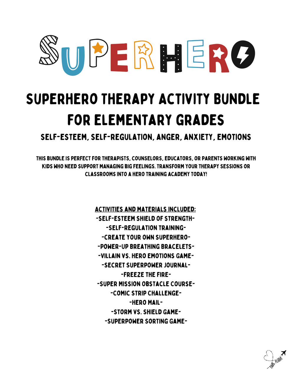 Superhero Therapy Activity Bundle for Kids | Emotional Regulation, Sel