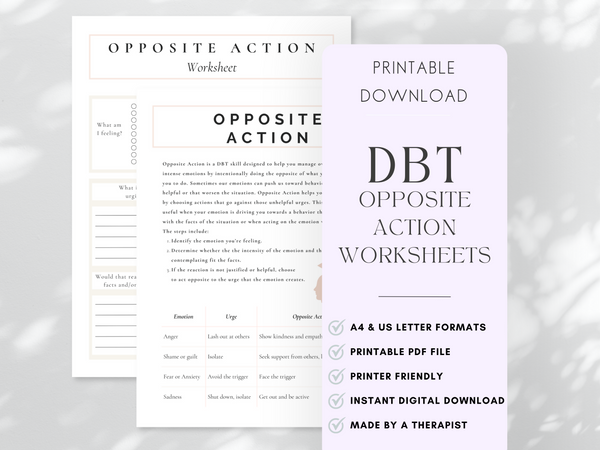DBT Opposite Action Worksheets