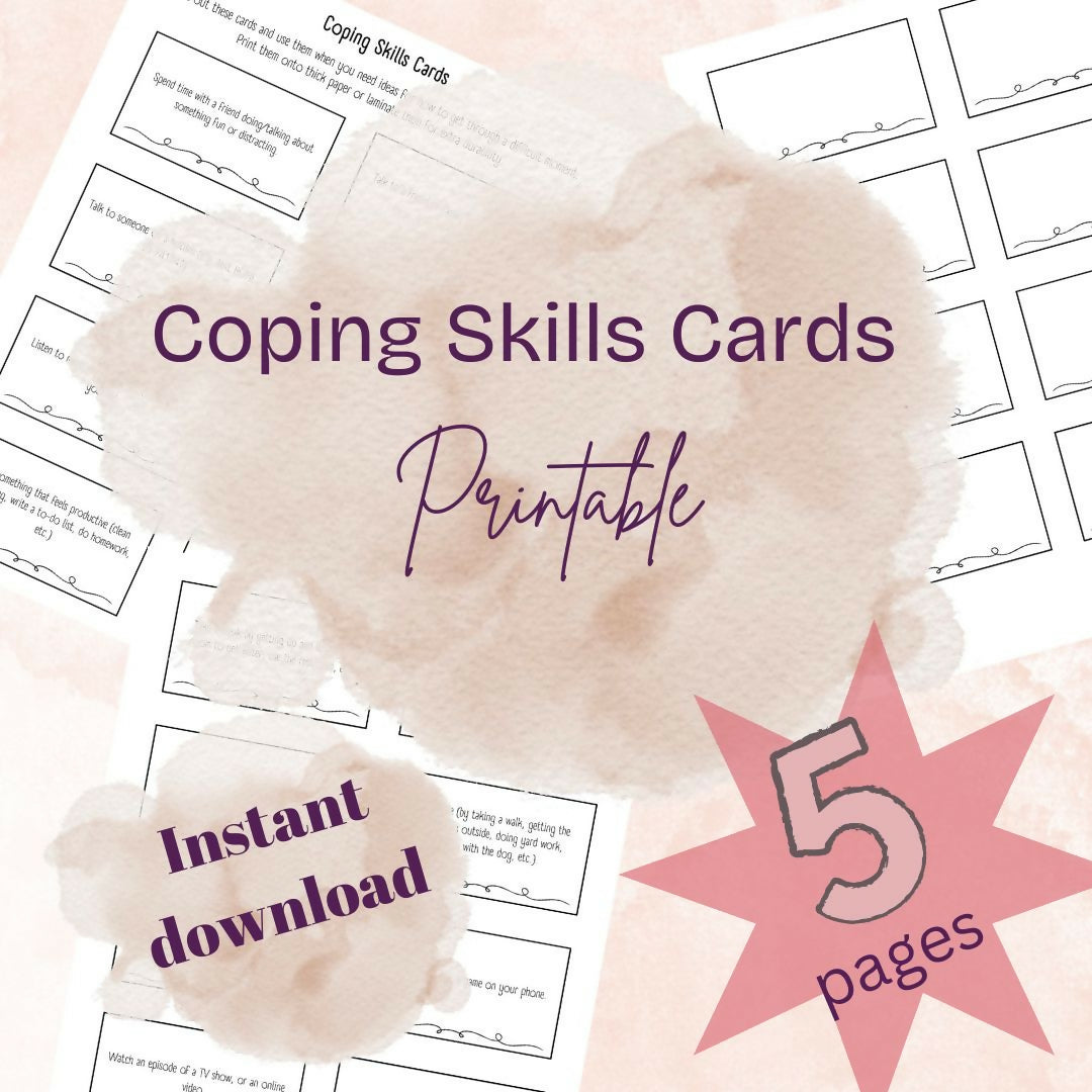 Coping Skills Card Therapy Activity Instant Download