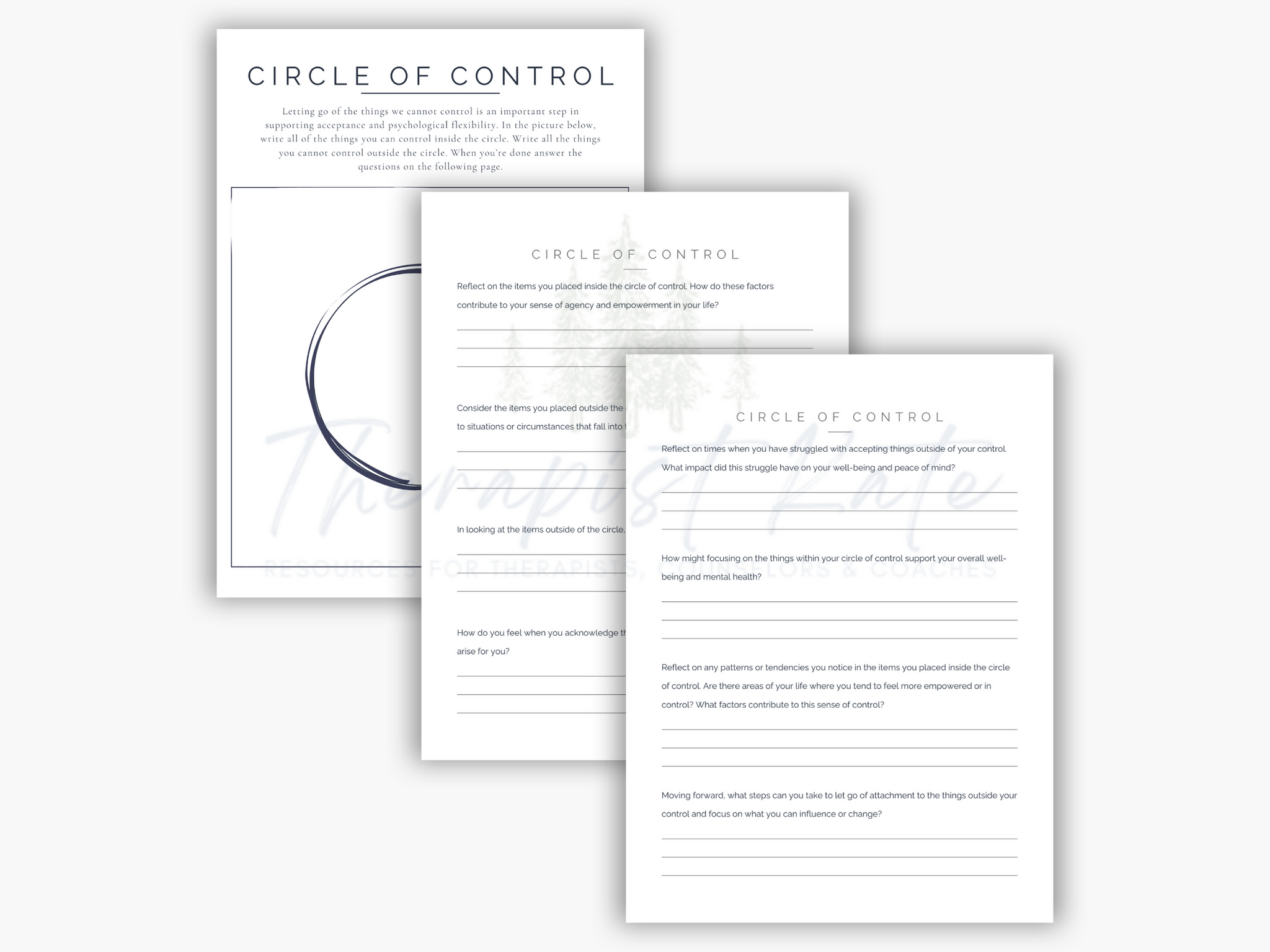 Circle of Control Worksheets