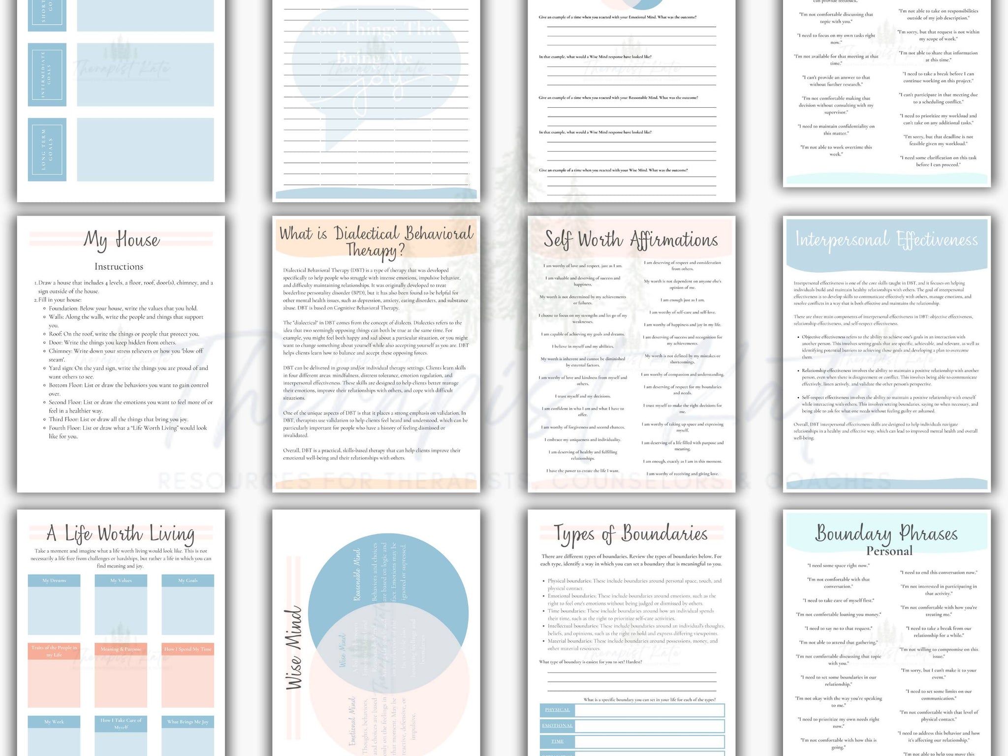 DBT Bundle | Emotion Regulation & Mindfulness Worksheets