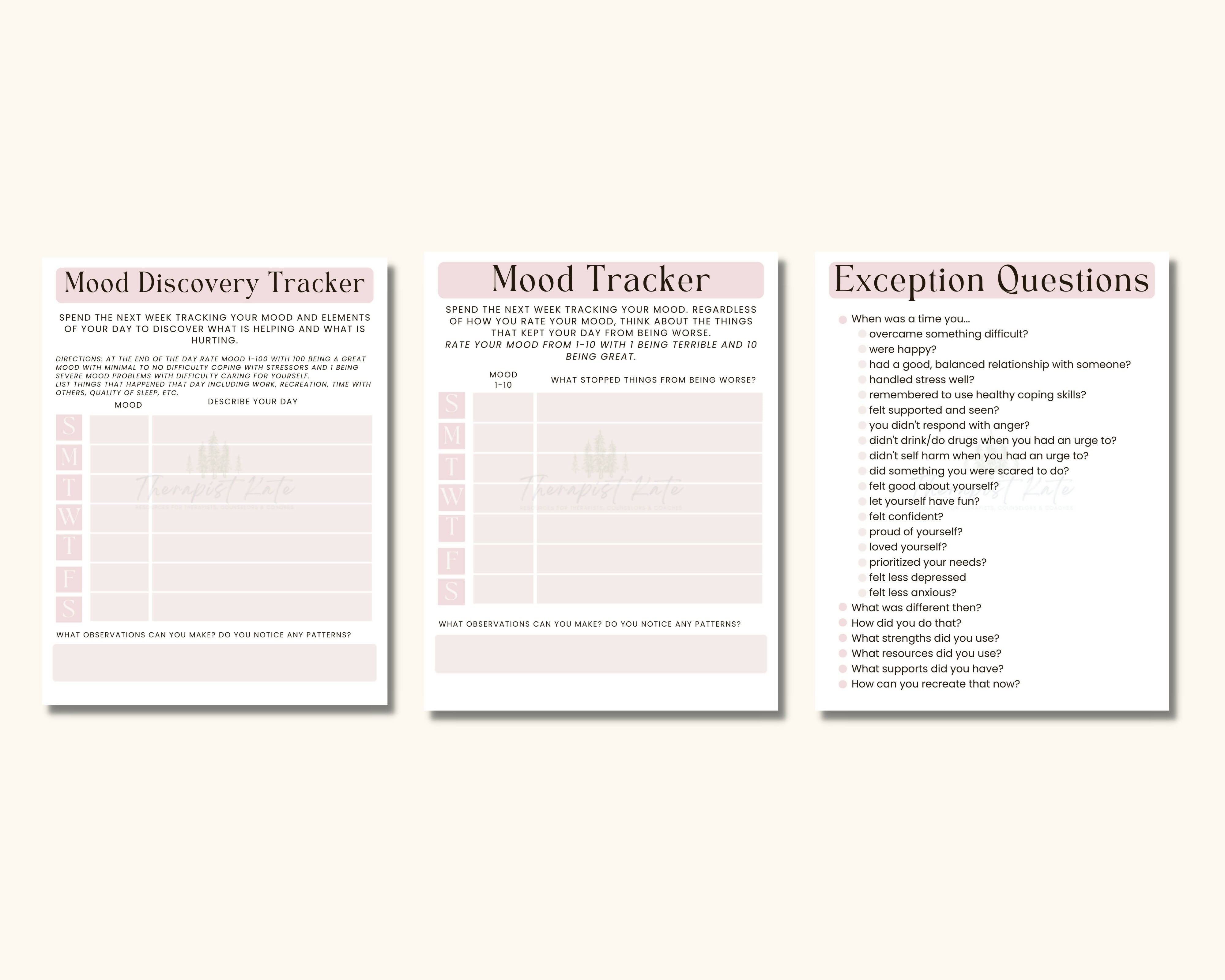Solution Focused Therapy Worksheets
