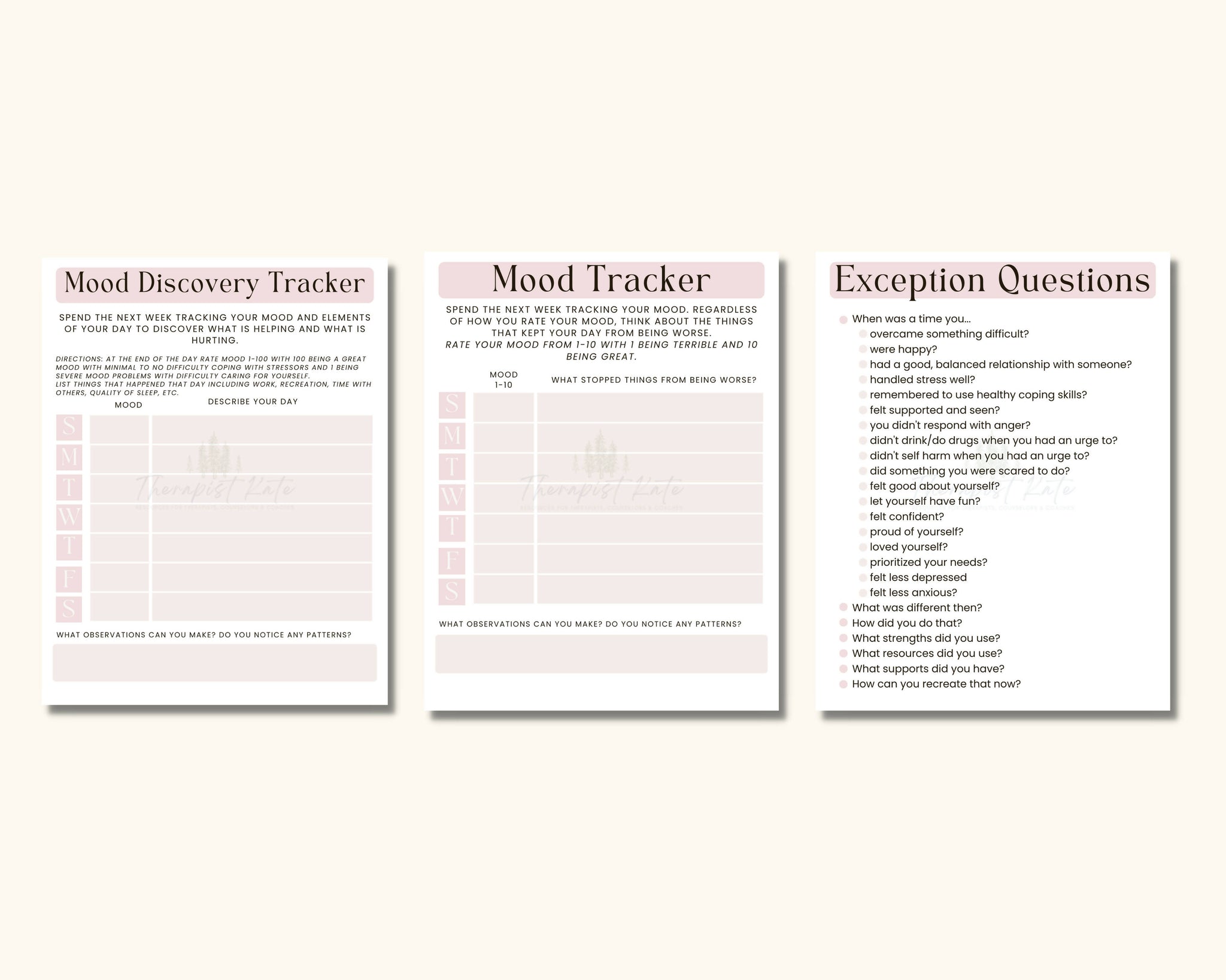 Solution Focused Therapy Worksheets