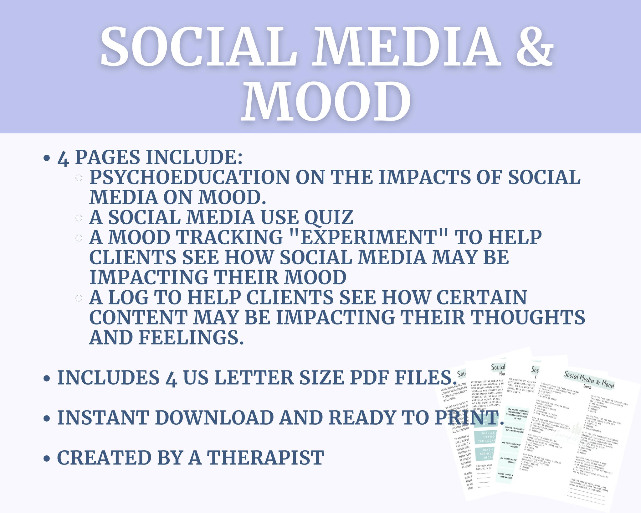 Therapy Worksheets for Social Media & Mood