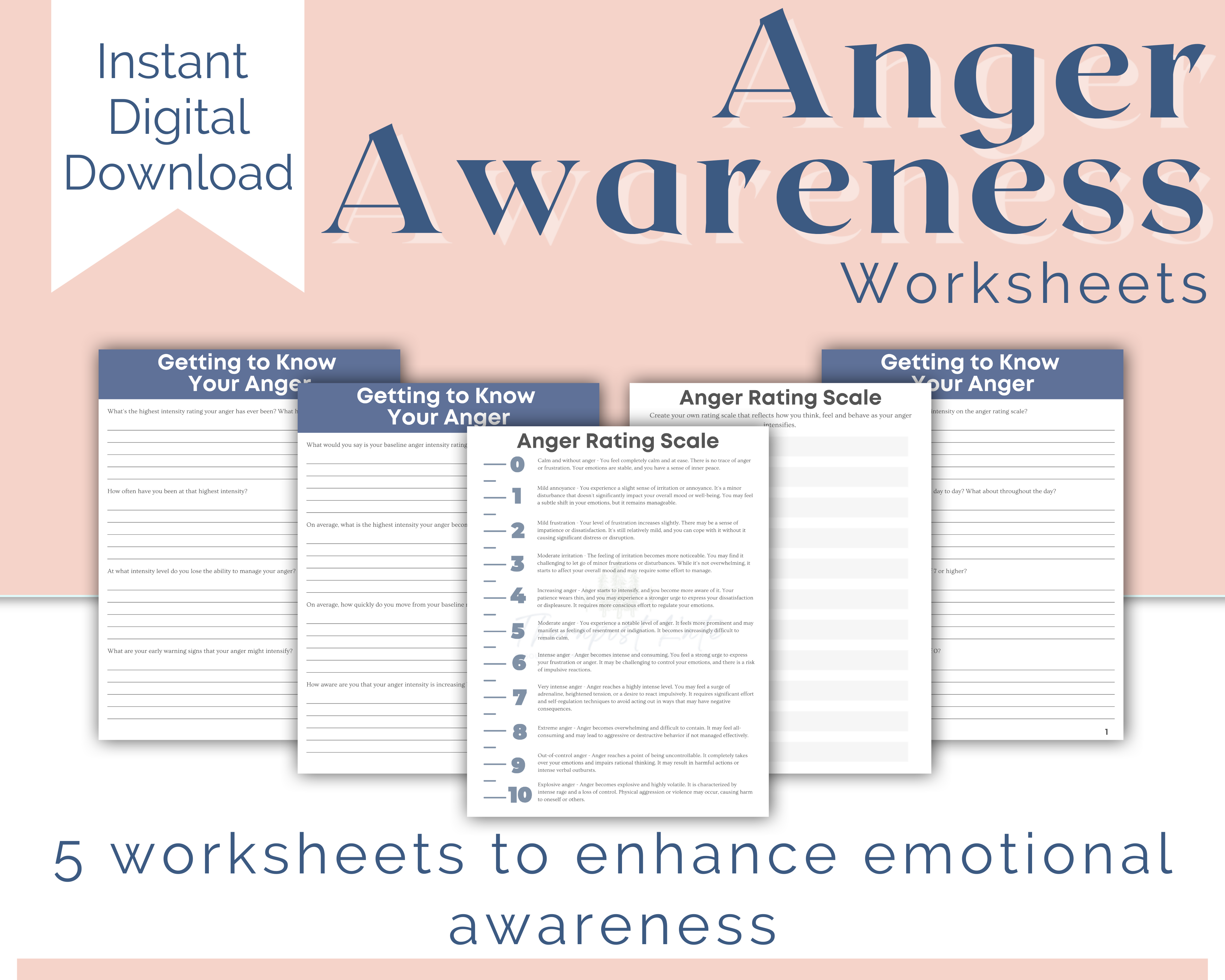 Anger Awareness Worksheets for Therapists
