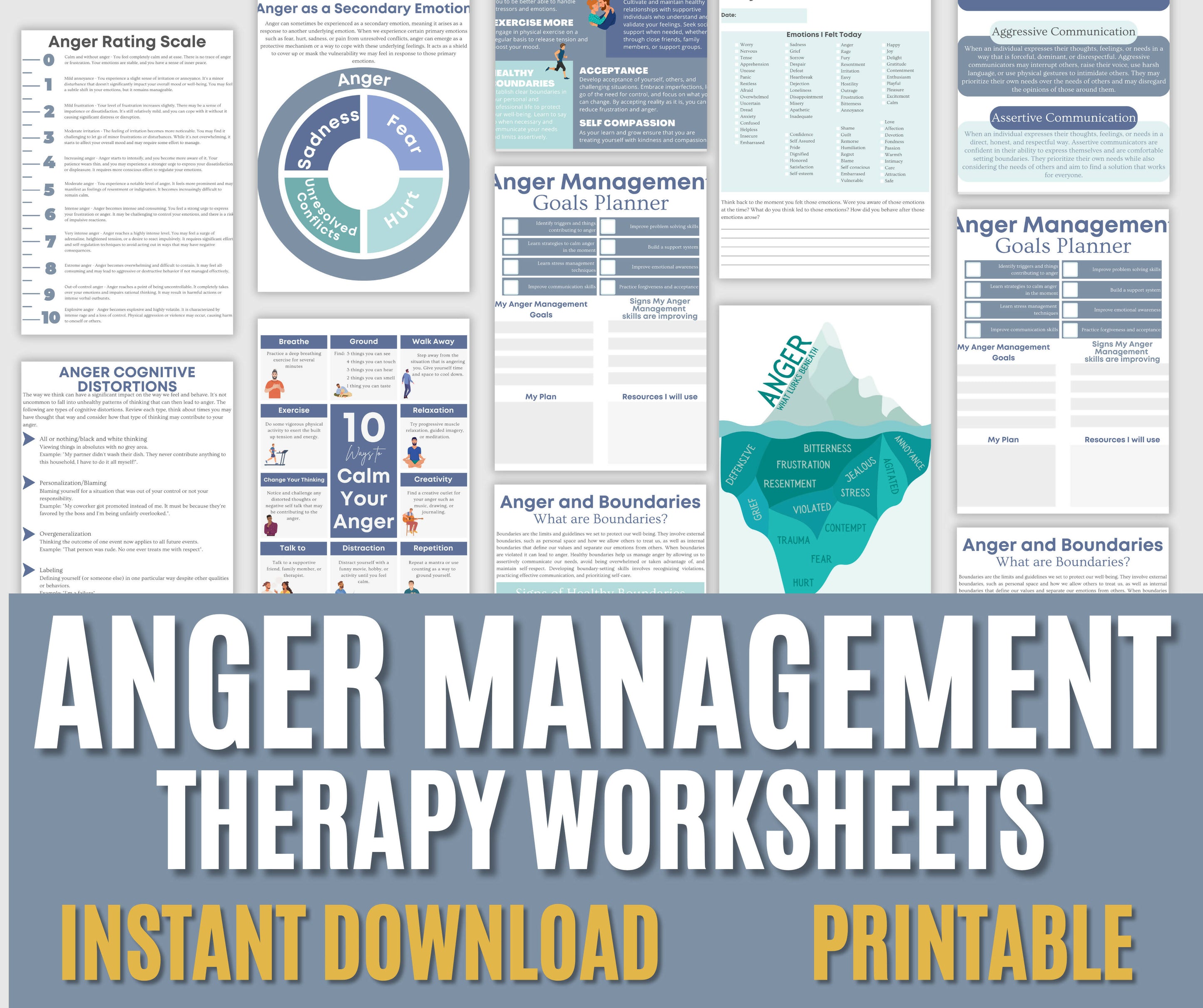 Anger Management Bundle - 75+ Resources for Therapy