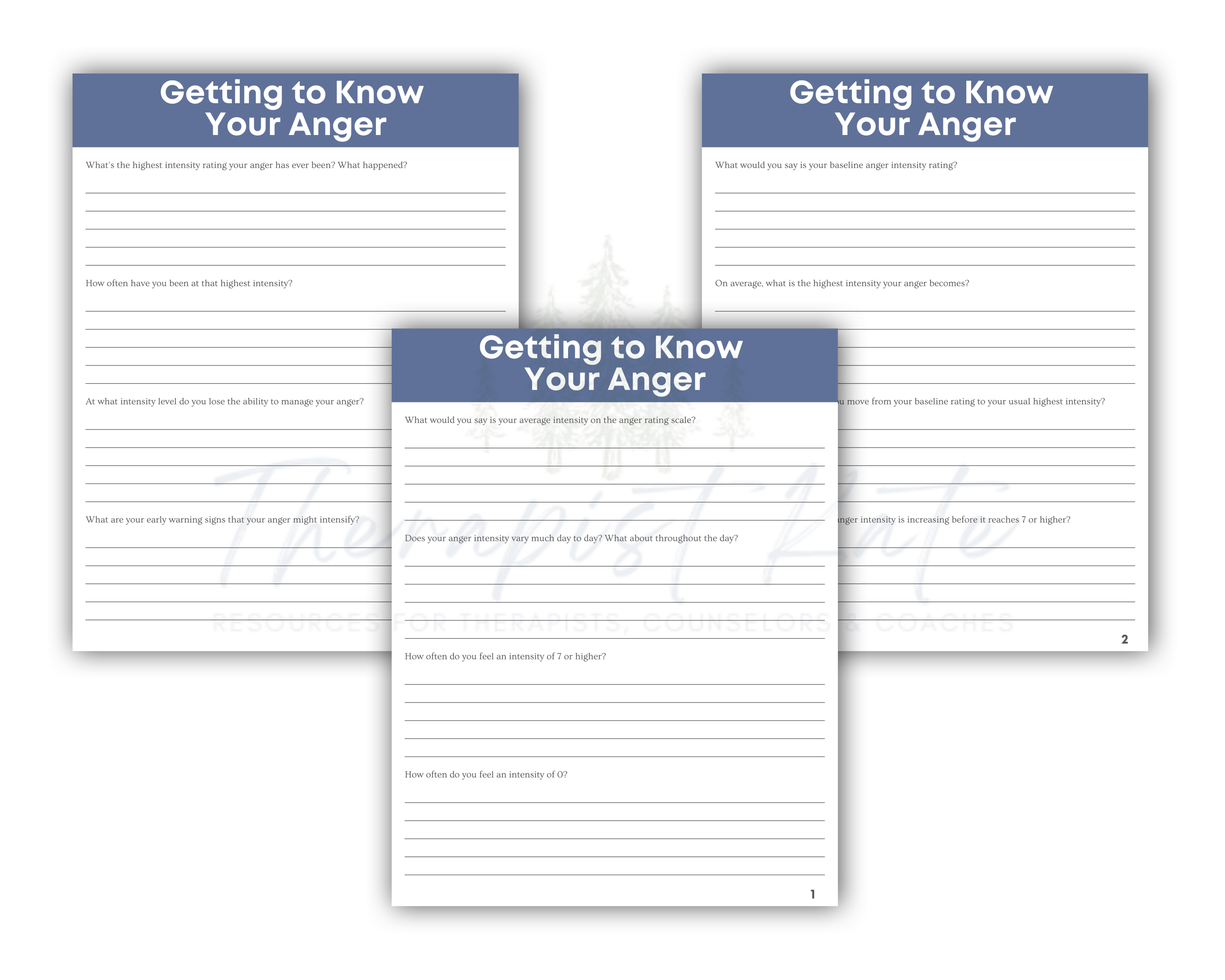 Anger Awareness Worksheets for Therapists