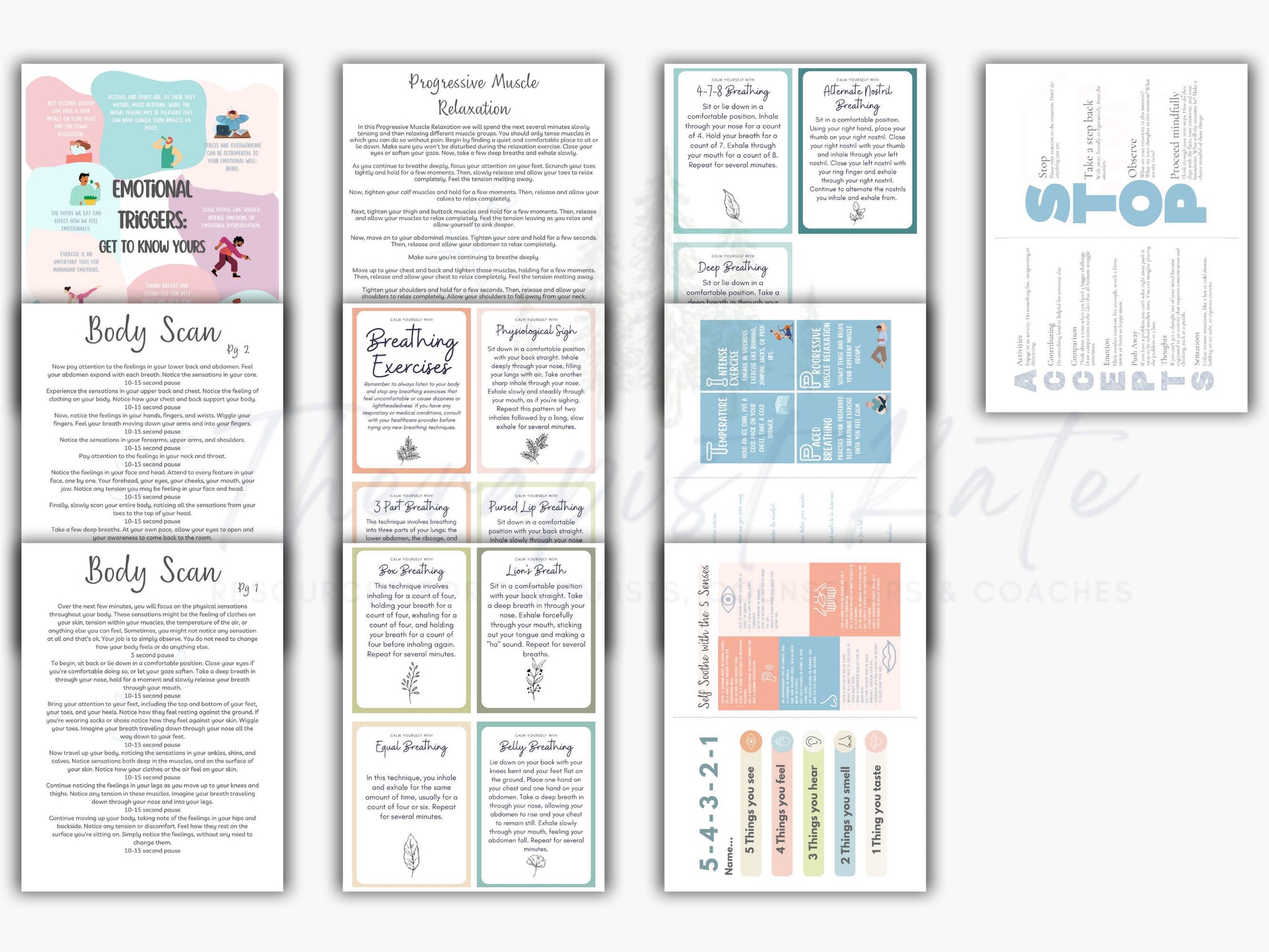 Grounding & Distress Tolerance Worksheets & Handouts