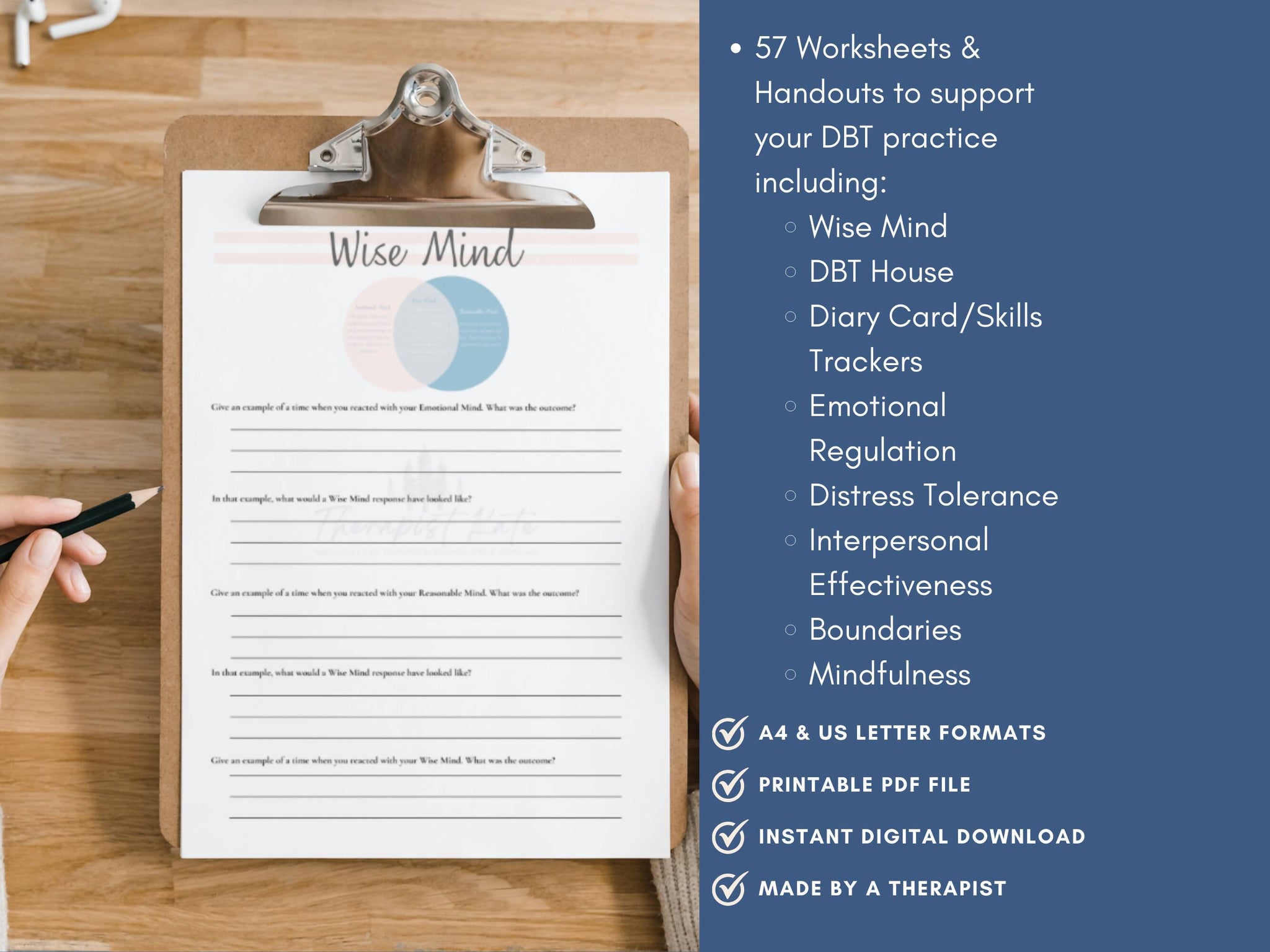 DBT Bundle | Emotion Regulation & Mindfulness Worksheets