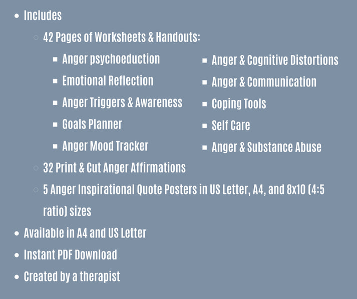 Anger Management Bundle - 75+ Resources for Therapy