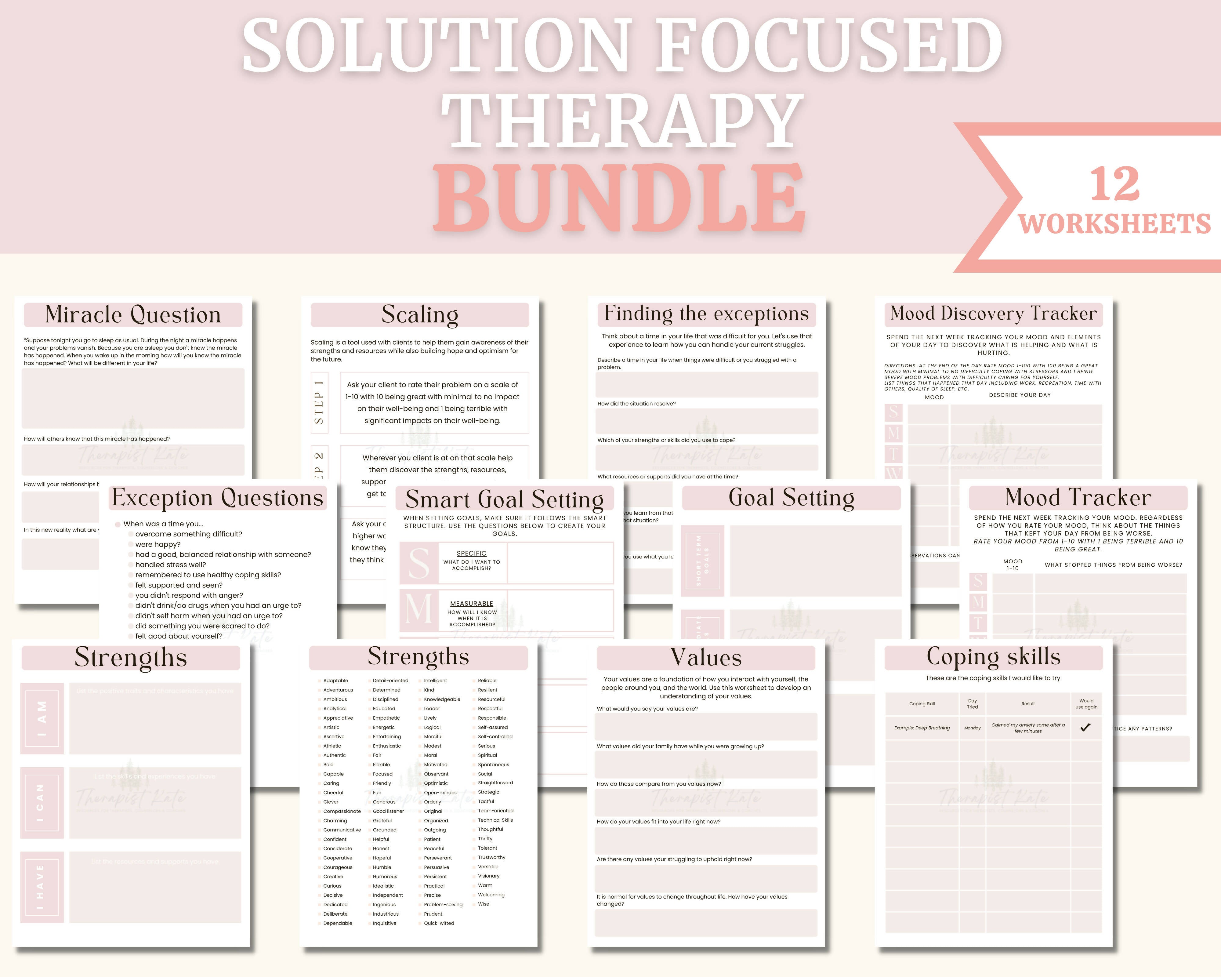 Solution Focused Therapy Worksheets