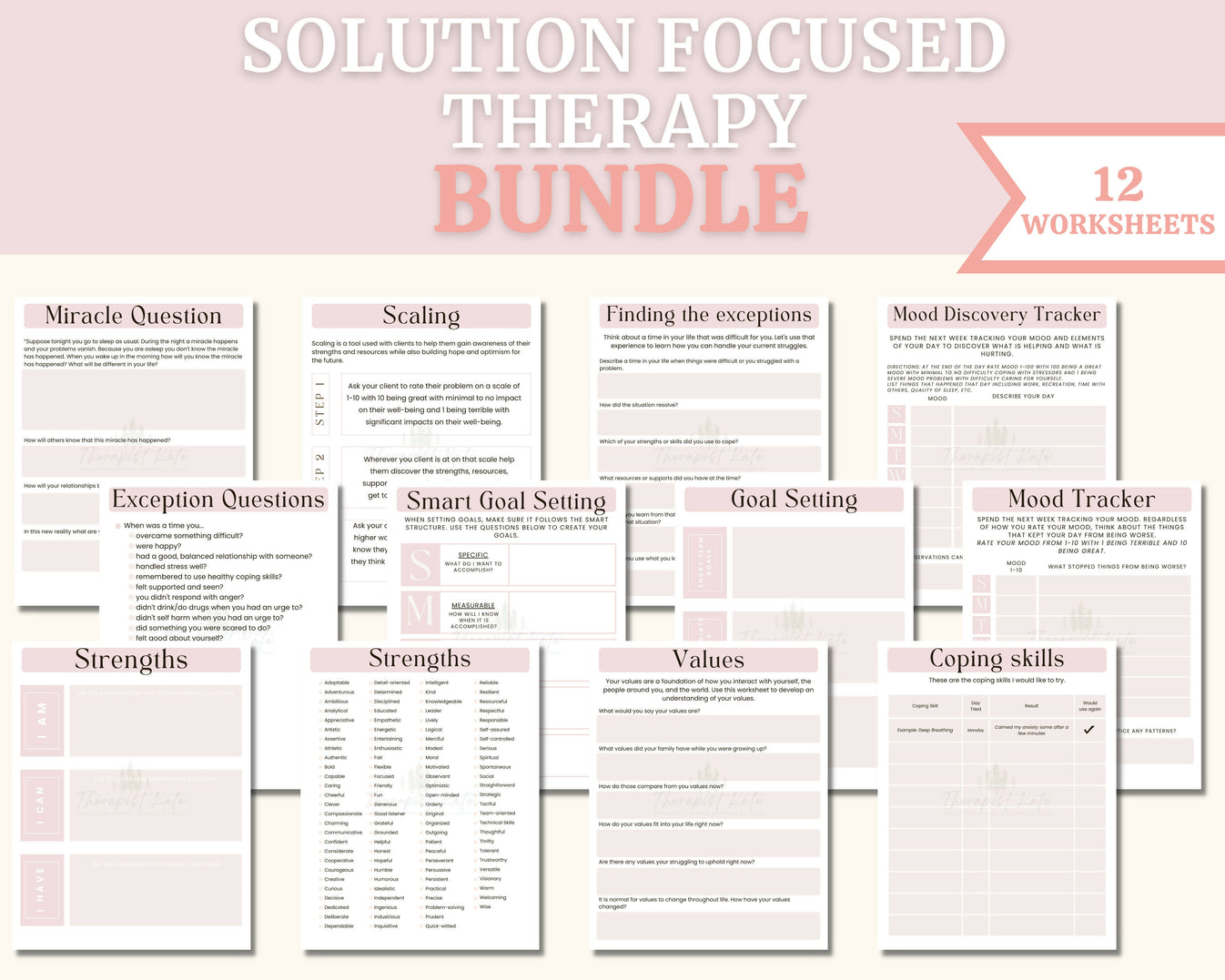 Solution Focused Therapy Worksheets