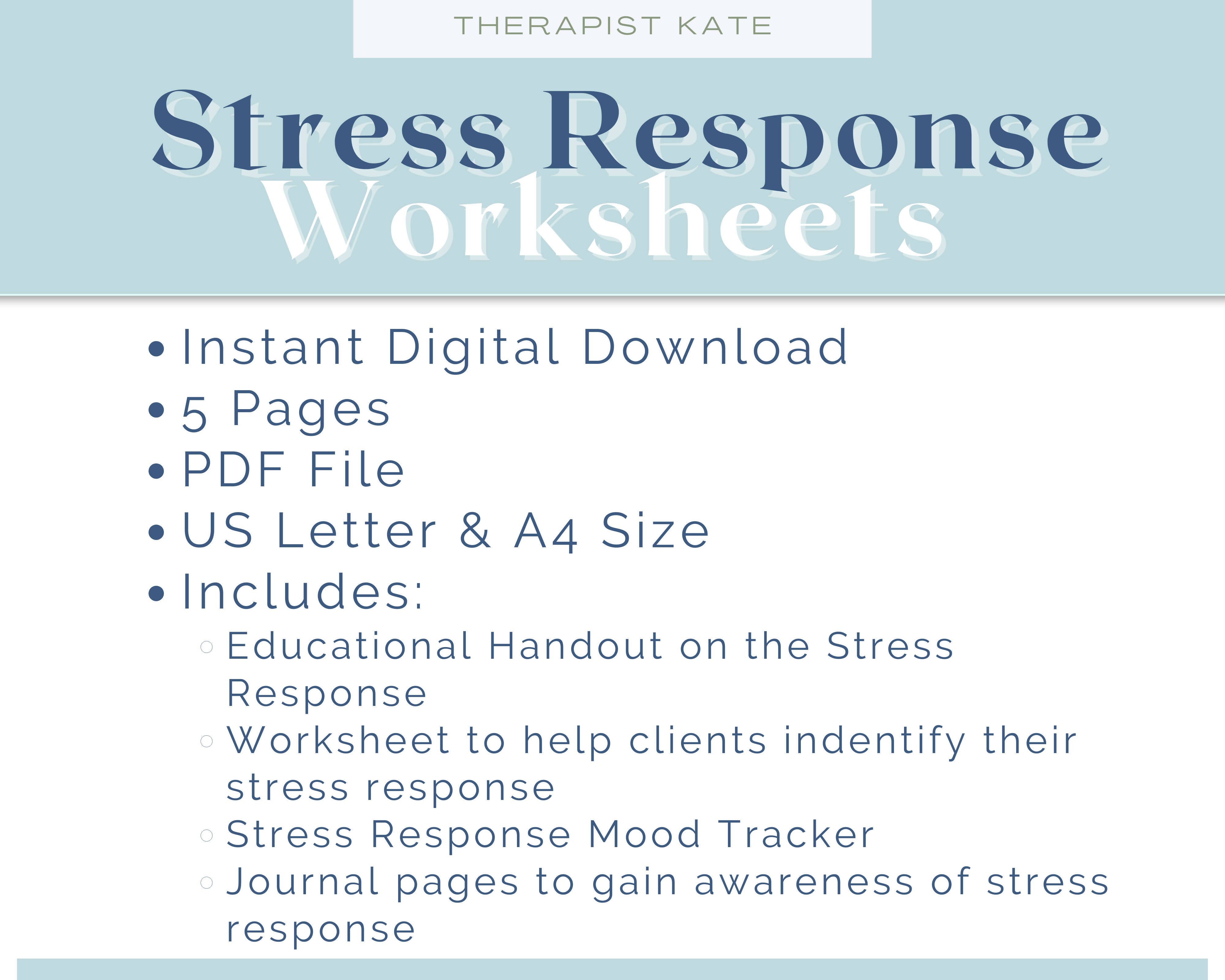 Stress Response Worksheets | Counseling Resources