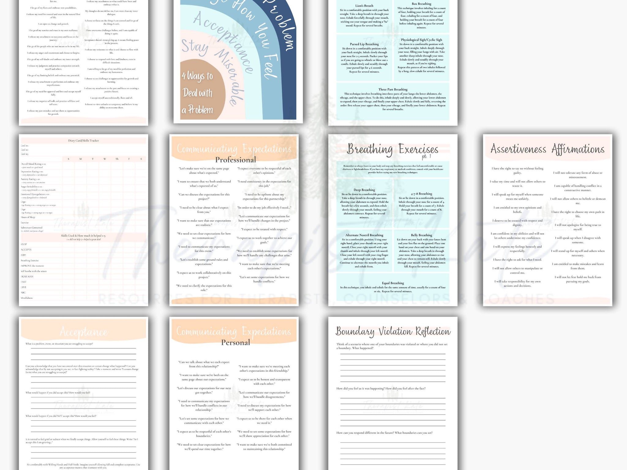 DBT Bundle | Emotion Regulation & Mindfulness Worksheets