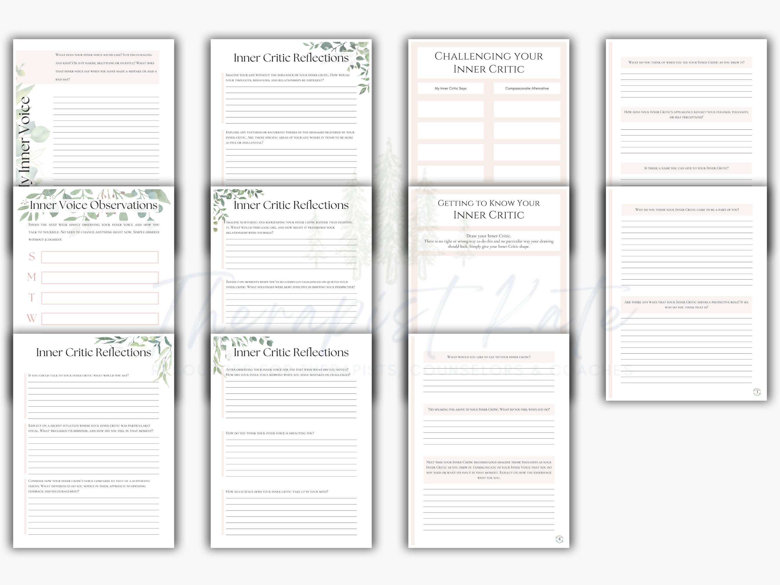 Inner Critic Worksheet Set