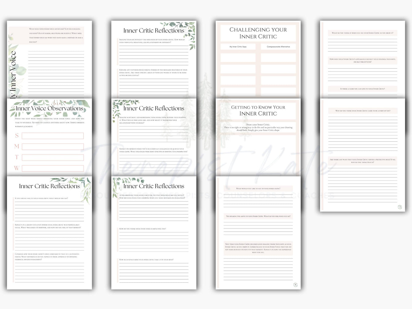 Inner Critic Worksheet Set